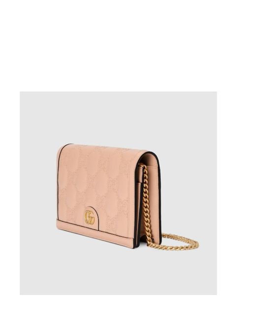 Gucci Gg-Logo Matelassé Wallet in Pink | Lyst