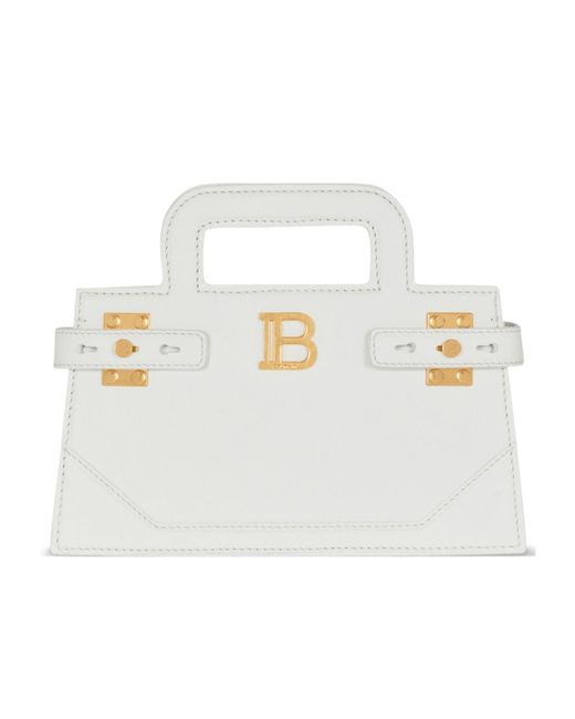 Balmain Small B-Buzz Logo Shoulder Bag in White | Lyst