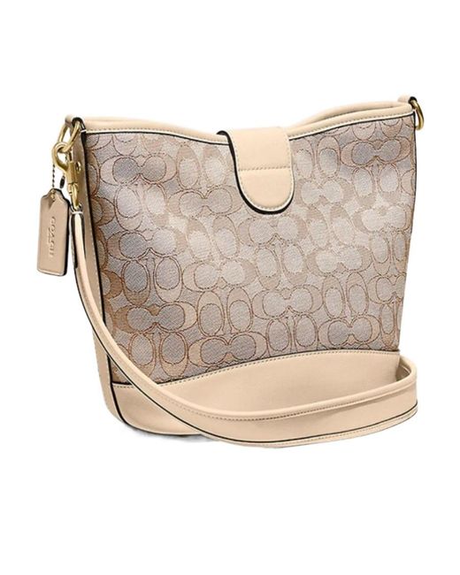 COACH Tali Logo-Jacquard Bucket Bag in Natural | Lyst