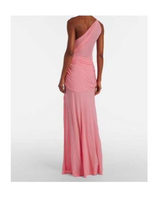 Alex Perry Gathered One-Shoulder Jersey Gown in Pink | Lyst UK