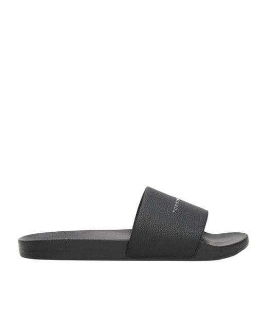 Tommy Hilfiger Logo Pool Slides in Black for Men | Lyst