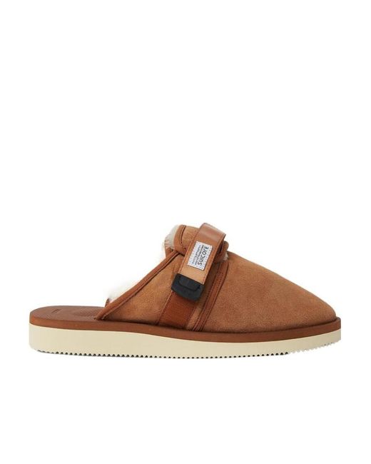 Suicoke Logo Flat Slippers in Brown for Men | Lyst