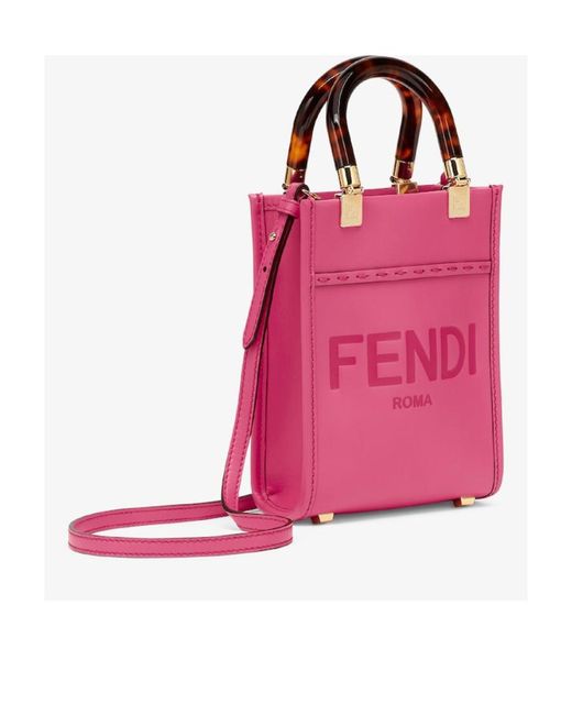 Fendi Sunshine Leather Tote Bag in Pink | Lyst