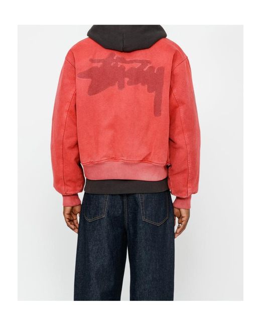 Stussy Ghost Bomber Jacket in Red for Men | Lyst
