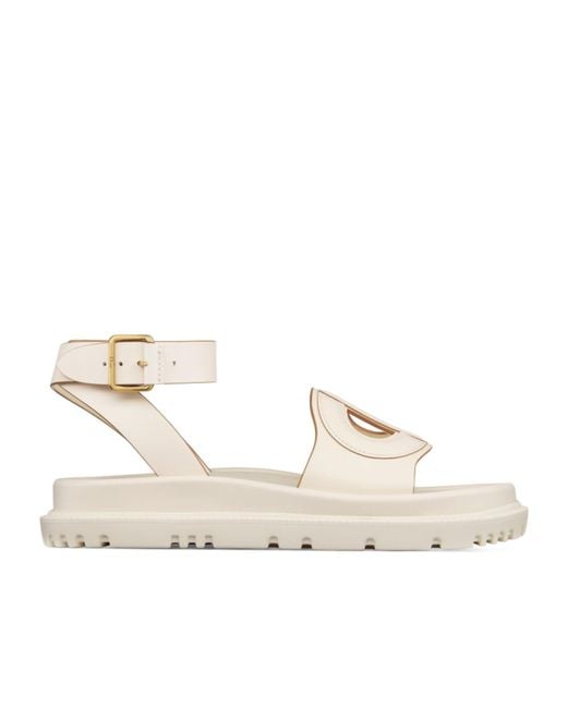 Dior D Club Flat Sandals in Natural | Lyst
