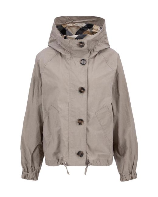 Barbour Jacket With Buttons And Hood in Gray | Lyst