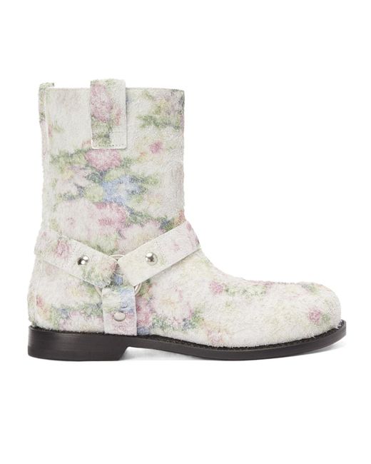 Loewe Campo Brushed Boots in White | Lyst