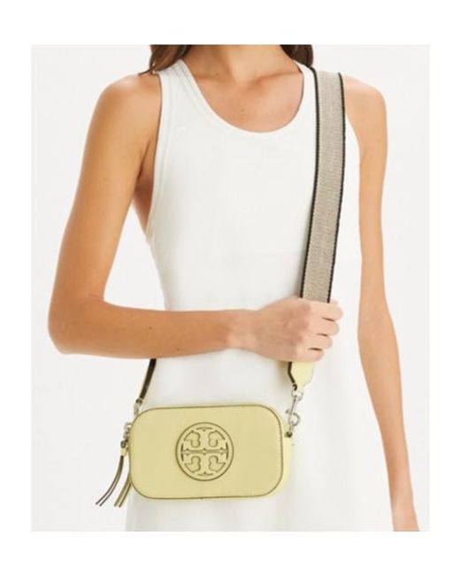 Tory Burch Miller Leather Mini Crossbody in Metallic | Lyst