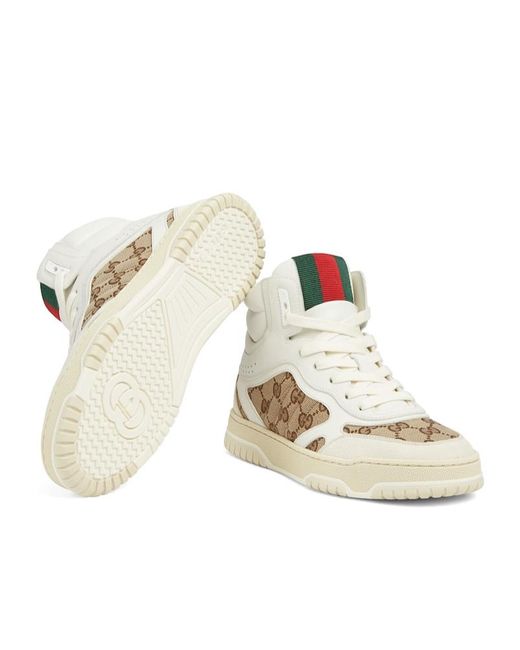 Gucci Re-Web Series High-Top Skate Shoes in Natural | Lyst