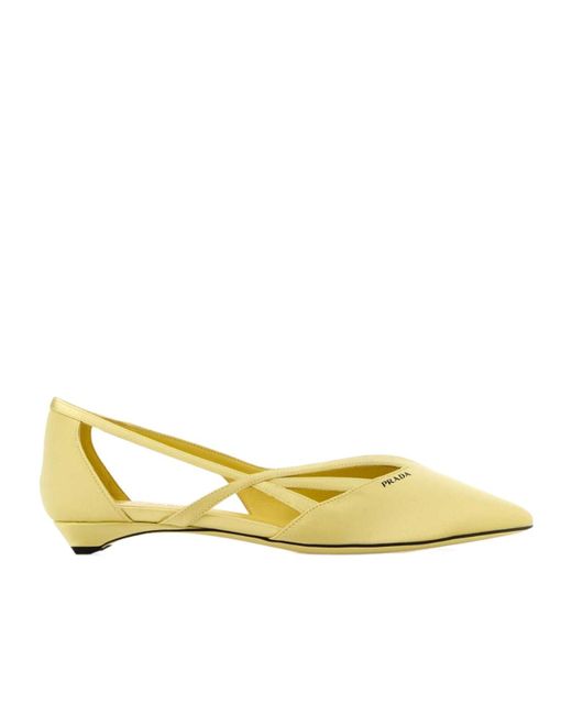 Prada Pointed Ballet Shoes in Yellow | Lyst