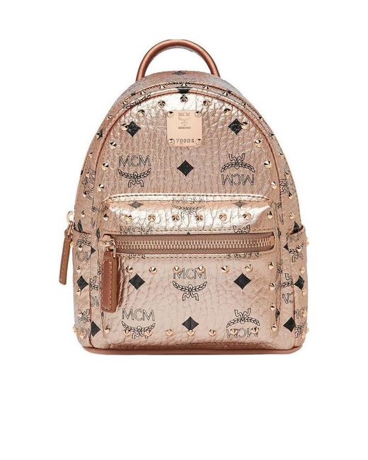 MCM Rivet Backpack in Pink | Lyst