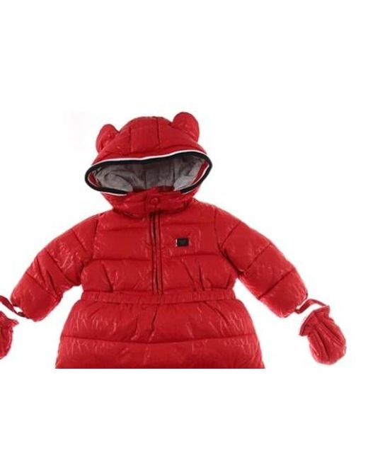 Emporio Armani Logo Hooded Down Jacket in Red | Lyst