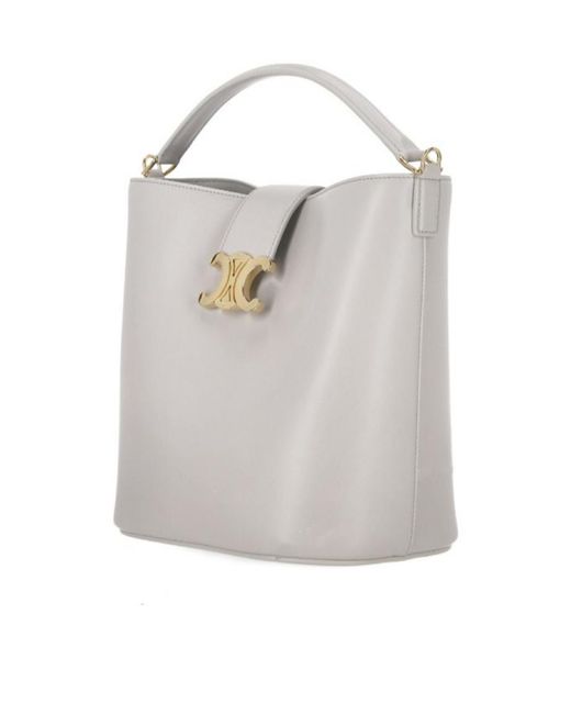 Celine Medium Logo Handbag in Gray | Lyst