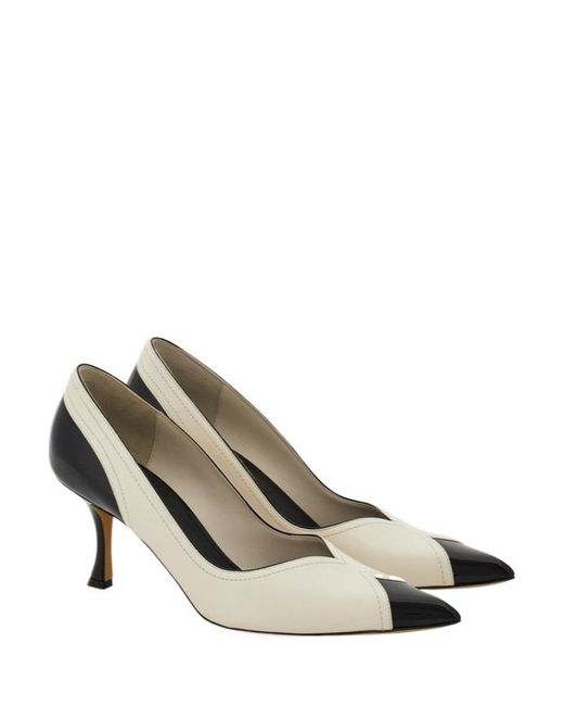 Ferragamo Pump Shoe With Inlays in White | Lyst