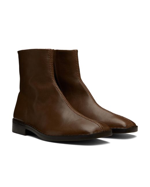 Lemaire Side Zipper Booties in Brown for Men | Lyst