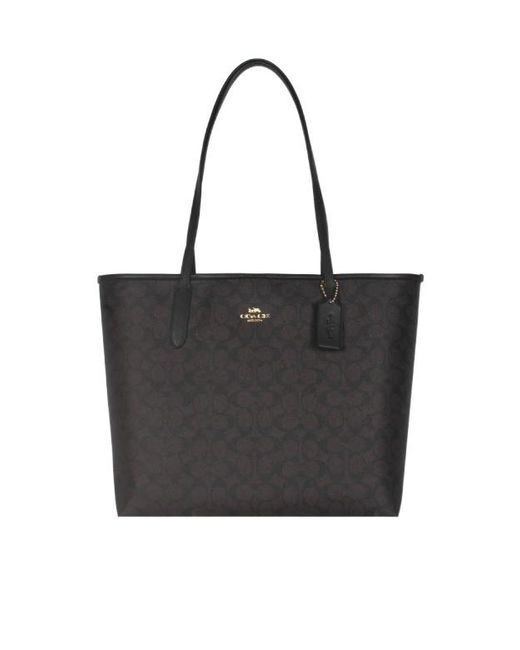 COACH Logo Printed Handbag in Black | Lyst
