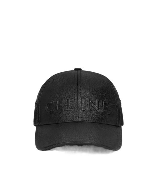 Celine Logo Affixed Baseball Cap in Black | Lyst