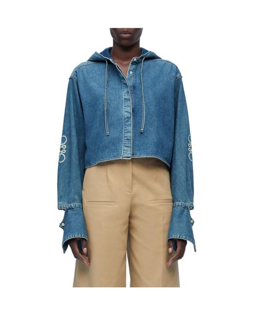 Loewe Logo-Appliqué Denim Jacket in Blue | Lyst