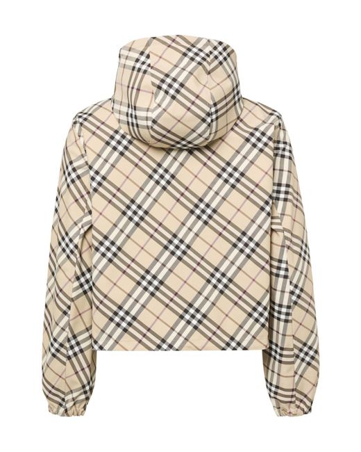 Burberry Check Short Reversible Jacket in Natural | Lyst