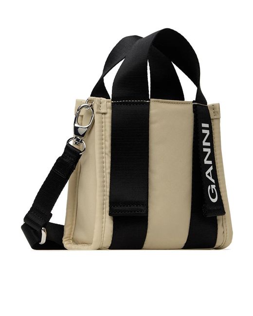 Ganni Mini Recovered Tech Tote Bag in Black | Lyst
