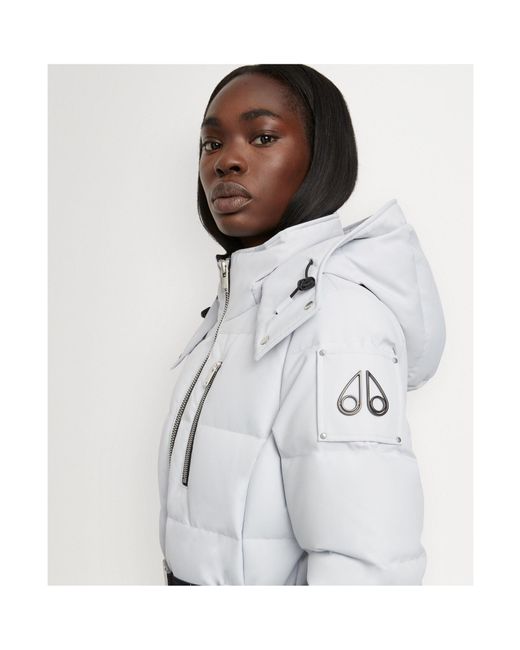 Moose Knuckles Logo-Appliqué Belted Padded Coat in White | Lyst
