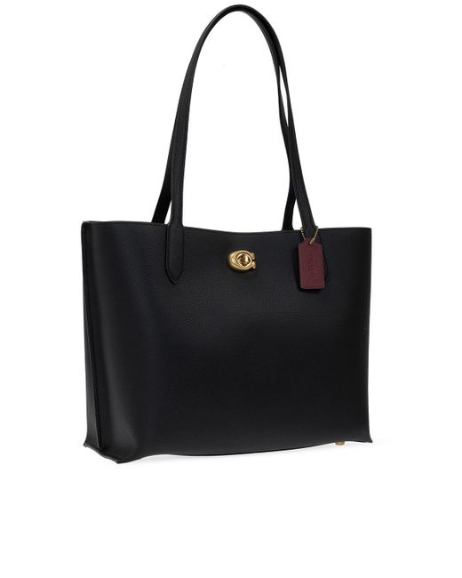 COACH Oversized Leather Tote Bag in Black | Lyst