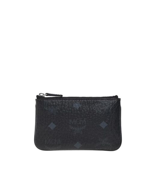 MCM Mini Monogram-Print Key Pouch in Black for Men | Lyst