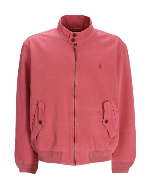 Polo Ralph Lauren Stand-Up Collar Cotton Windbreaker in Pink for Men | Lyst