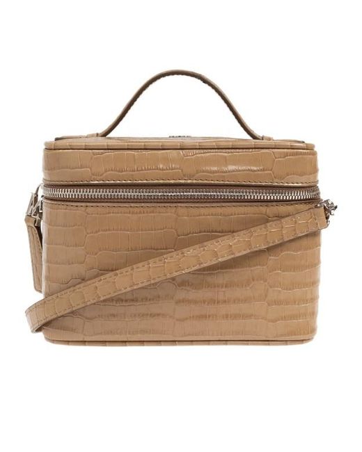 Max Mara Vanity Logo Shoulder Bag in Brown | Lyst
