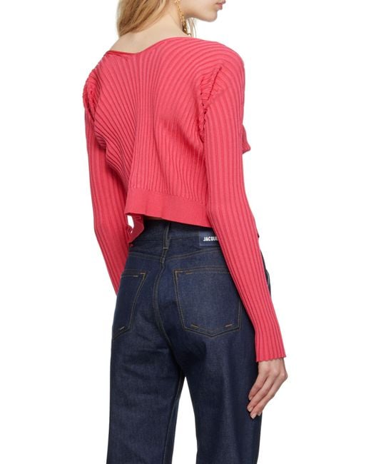 Jacquemus La Maille Pralù Ribbed Cardigan in Pink | Lyst