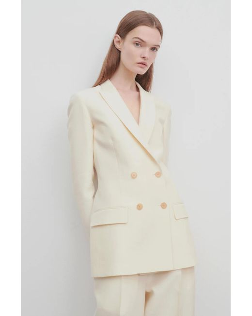 The Row Aristide Double-Breasted Suit Jacket in Natural | Lyst