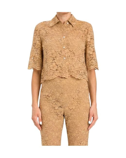 Twinset Lace Blouse in Natural | Lyst