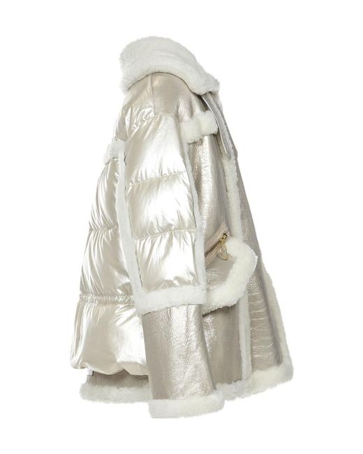 Nicole Benisti Stitched Detail Down Jacket in White | Lyst