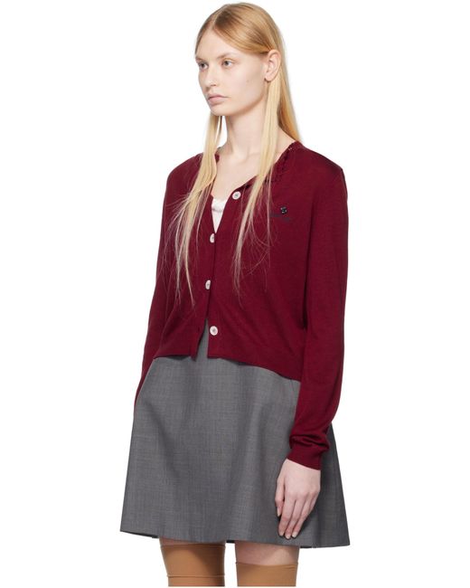 ShuShu/Tong Logo-Stitch Cardigan in Red | Lyst