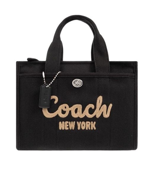 COACH Small Field Logo-Appliqué Tote Bag in Black | Lyst