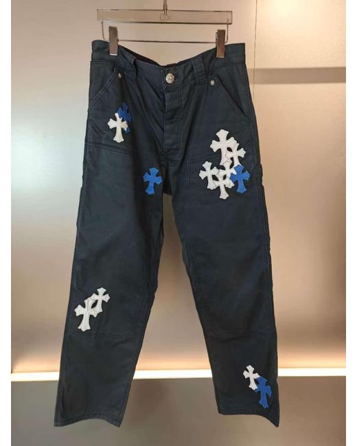 Chrome Hearts Cross-Taped Leather Overalls in Blue for Men | Lyst