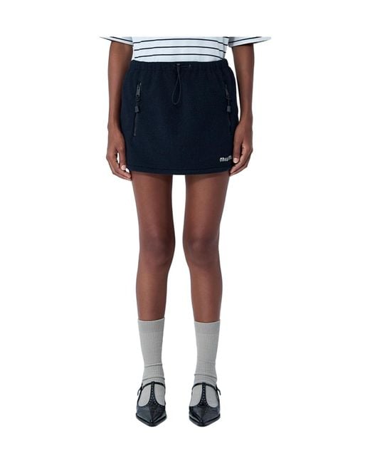 Miu Miu Logo Graphic Mini Skirt in Blue | Lyst
