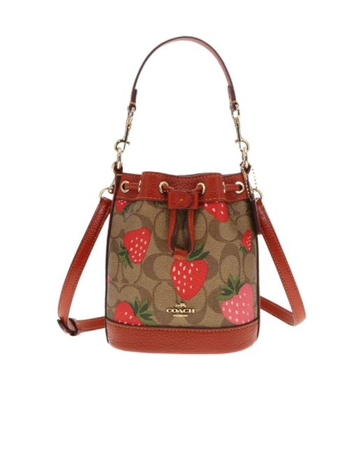 COACH Logo Details Cross-Body Bag in Red | Lyst