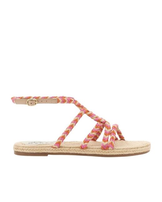 Manebí Braided Rope Flat Sandals in Pink | Lyst