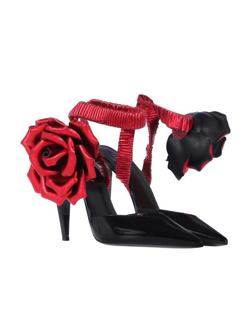 Saint Laurent Freja Flower High Heels in Red | Lyst