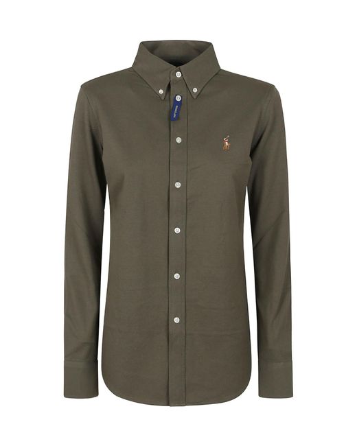 Polo Ralph Lauren Long-Sleeved Front Button-Down Shirt in Green | Lyst