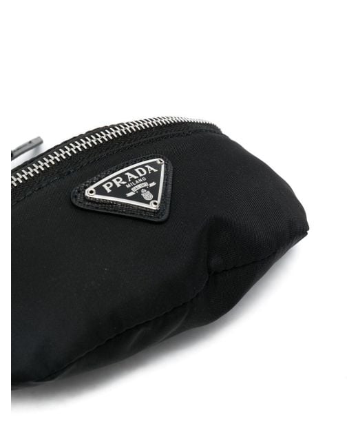 Prada Logo Plaque Mini Pouch in Black for Men | Lyst