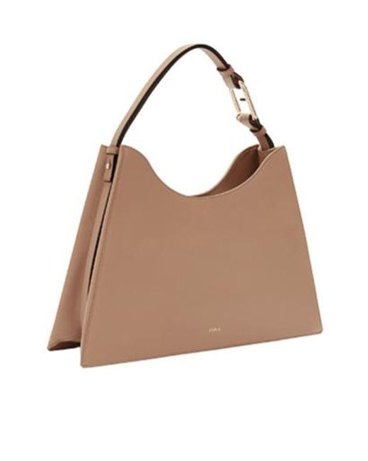 Furla Logo Shoulder Bag in Brown | Lyst