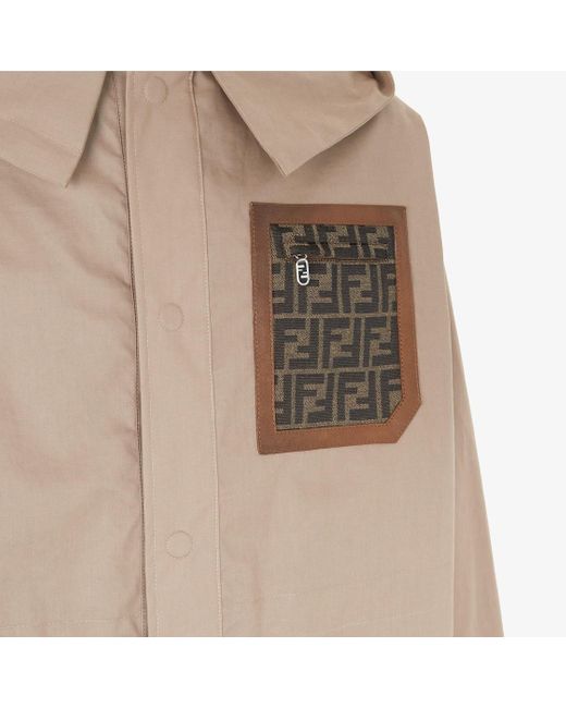 Fendi Logo Detailed Hooded Parka Jacket in Natural for Men | Lyst