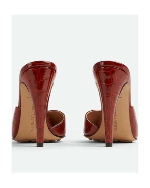 Bottega Veneta Logo Pointed Muller High Heels in Brown | Lyst