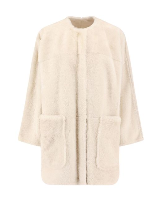 Max Mara Double-Sided Fur Coat in Natural | Lyst