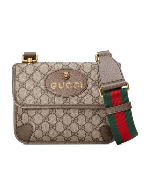 Gucci Gg Supreme Small Messenger Bag in Gray for Men | Lyst