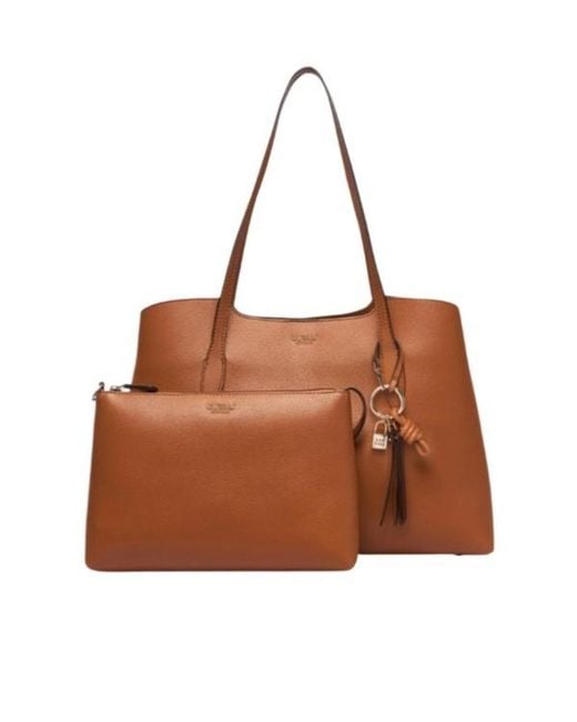 Guess Logo-Letter Shoulder Bag in Brown | Lyst UK
