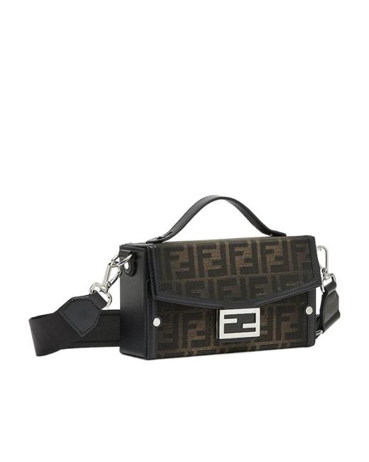 Fendi Baguette Soft Trunk Logo Jacquard Shoulder Bag in Black for Men ...