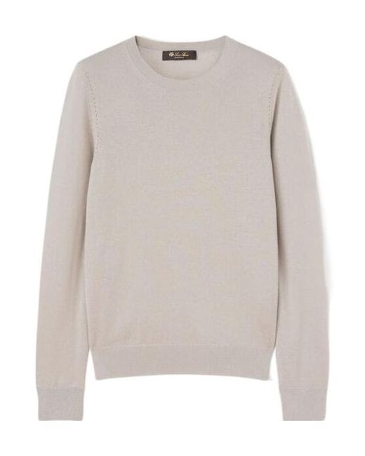 Loro Piana Neo Piuma Round-Neck Sweater in Gray | Lyst